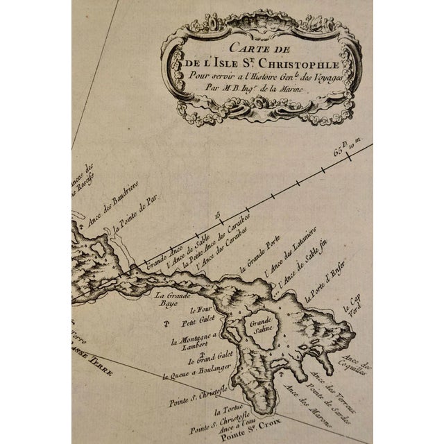 St. Christophe (St. Kitts): Bellin 18th Century Hand Colored Map, 1746 ...