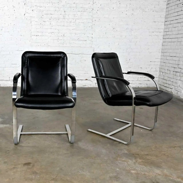 Modern St. Timothy Chair Co Cantilever Chairs Chrome Rectangular Tube ...