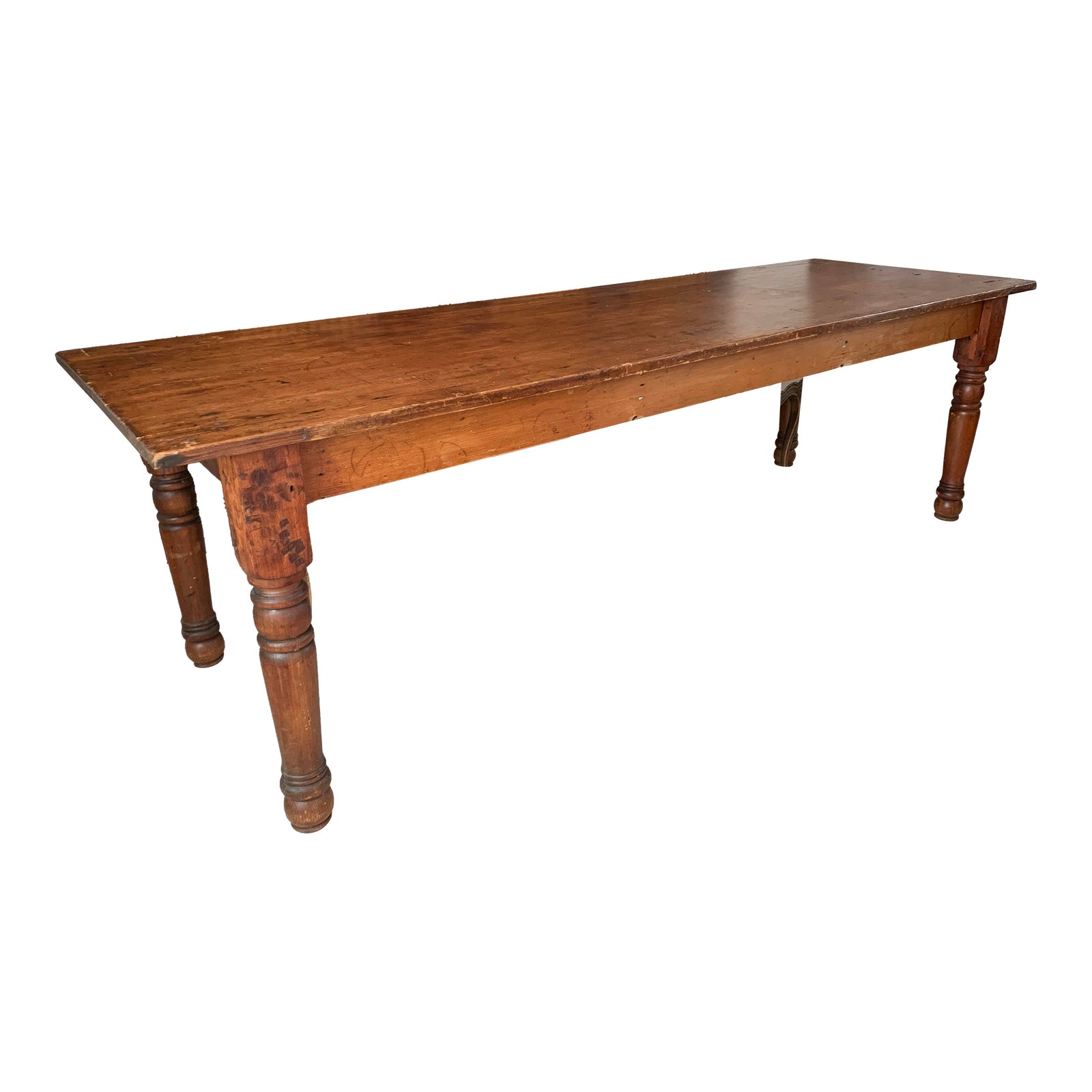 Antique Harvest Farmhouse Work Dining Table | Chairish