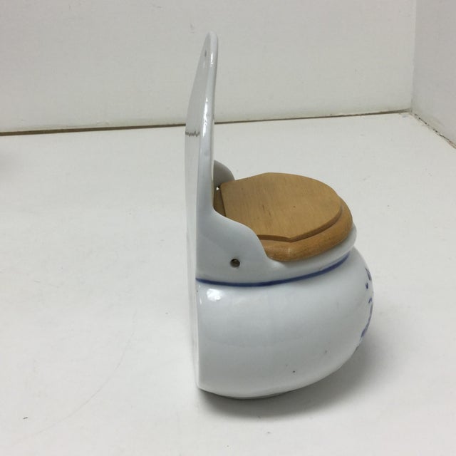 Antique Delft Salt Box in Blue and a White Ceramic | Chairish