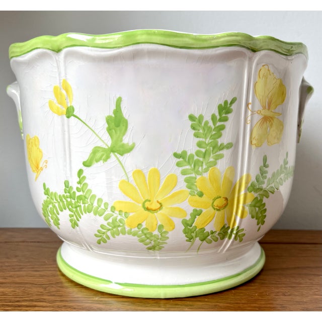Vintage Italian Hand-Painted Cachepot /Planter | Chairish