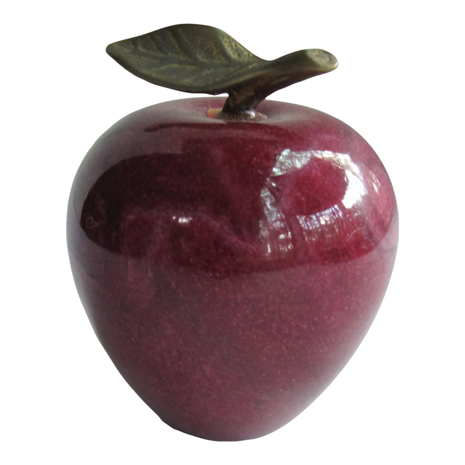 Vintage Alabaster Apple With Brass Stem | Chairish