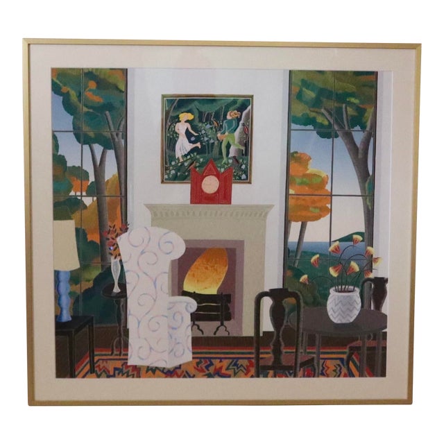 Original Thomas McKnight Cozy Fireplace Print | Chairish