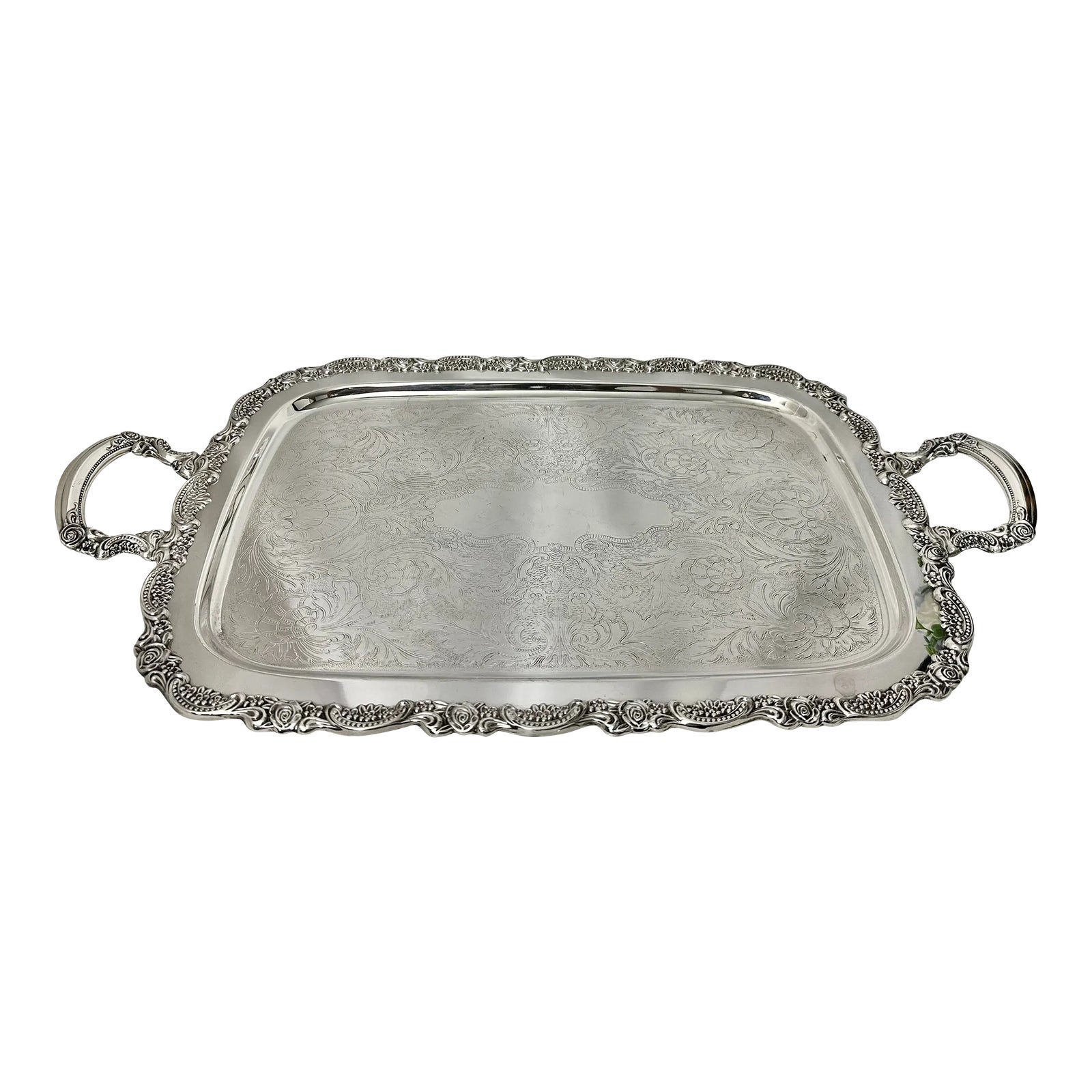 Vintage Oneida Tray Silver Plated Tea and Coffee Service Tray | Chairish