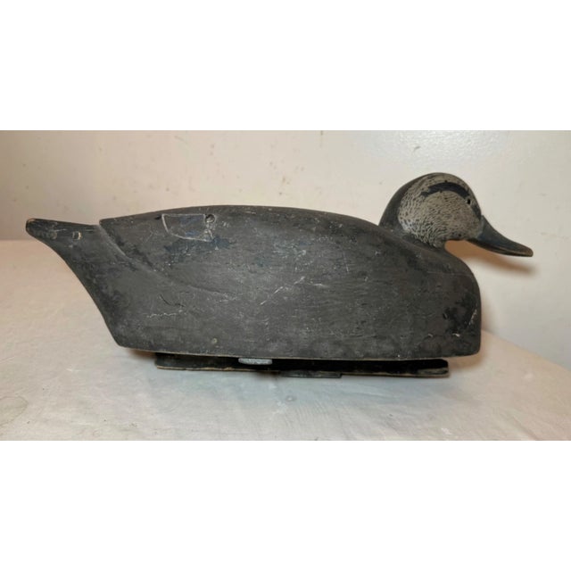 Large Antique Hand Carved Wood Folk Art Bluebill Drake Duck Decoy Bird ...
