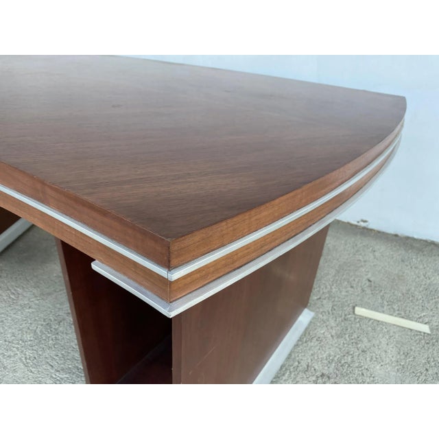 1990s Modern Partner Desk with Aluminum Trim | Chairish