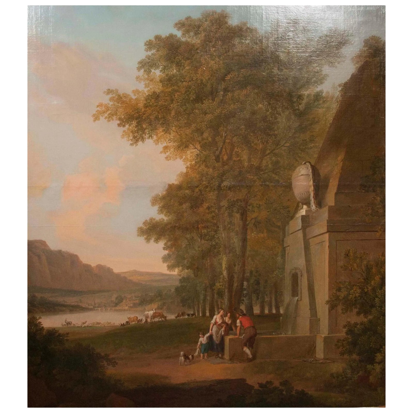 Monumental Framed Oil on Canvas Pastural Landscape | Chairish