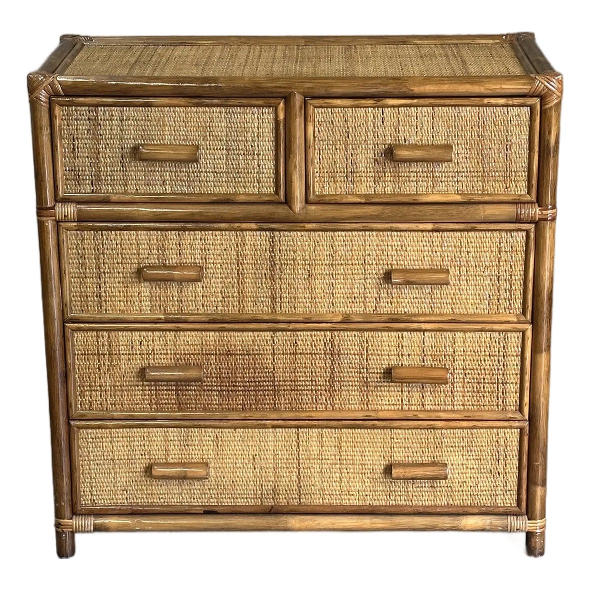 1980s Faux Bamboo and Cane Dresser, British Colonial Style | Chairish