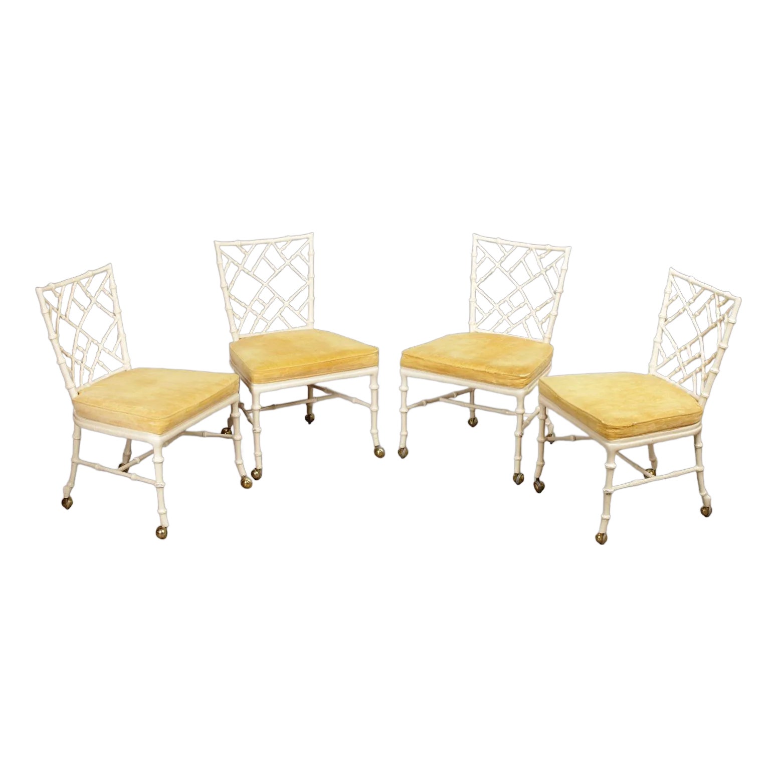 Kessler Industries Hollywood Regency Faux Bamboo Set of Four Painted ...