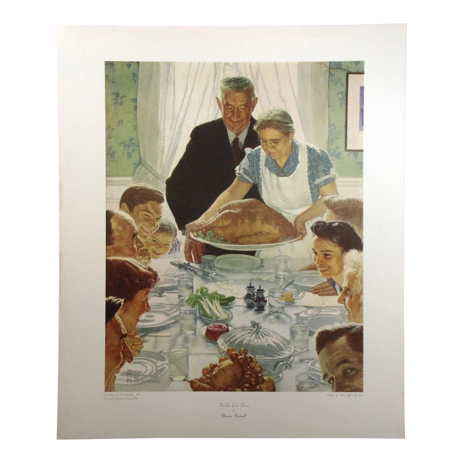 1972 "Freedom From Want" Collotype After Norman Rockwell | Chairish