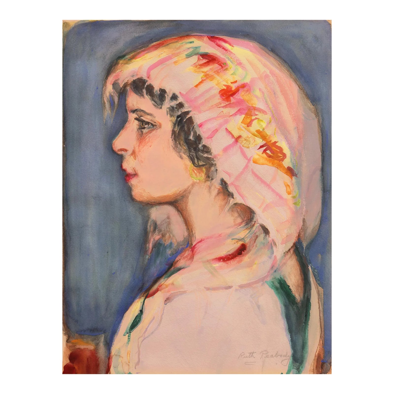 'Woman Wearing a Headscarf' by Ruth Peabody, Laguna Beach, California ...