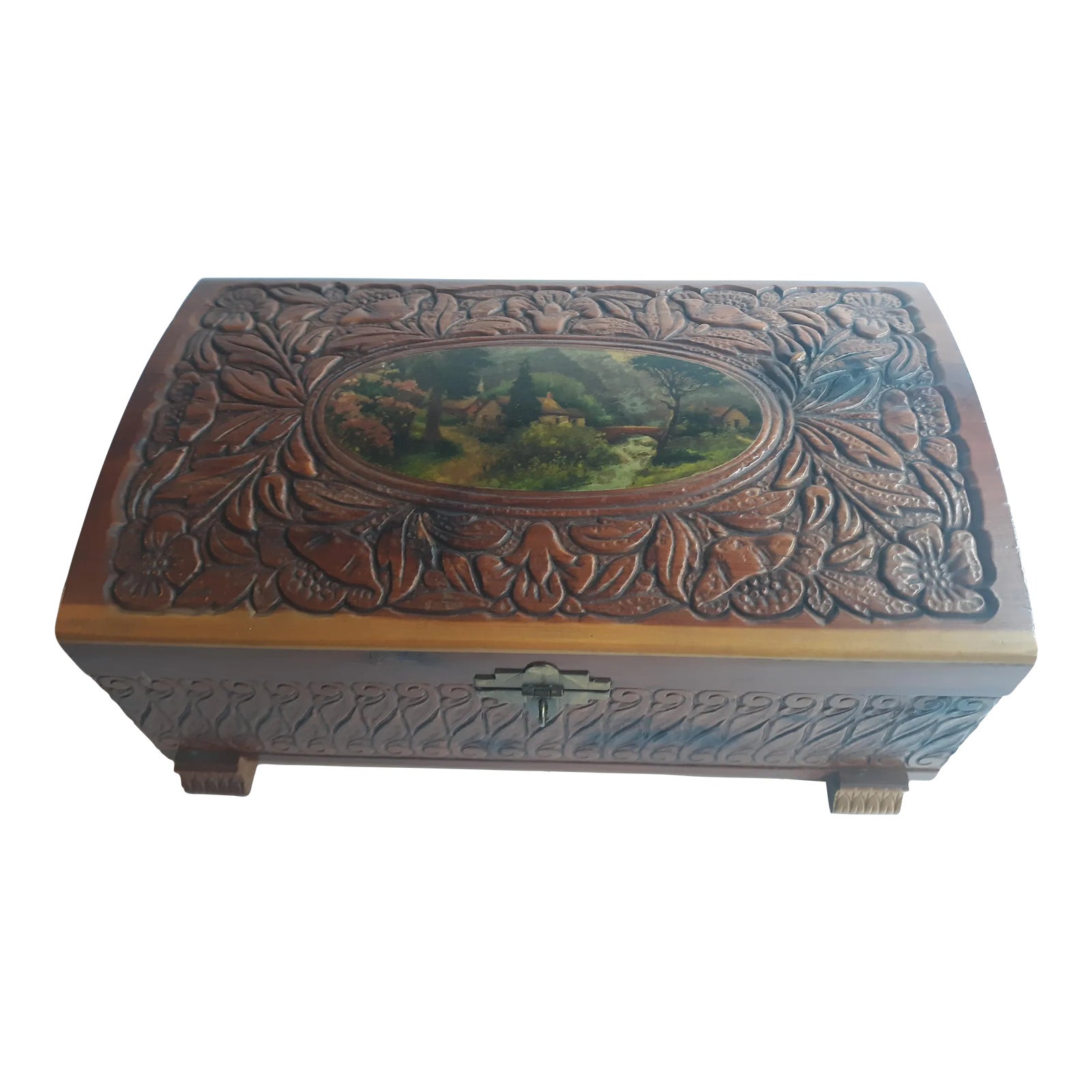 1970s Vintage Cedar Small Vanity Box | Chairish