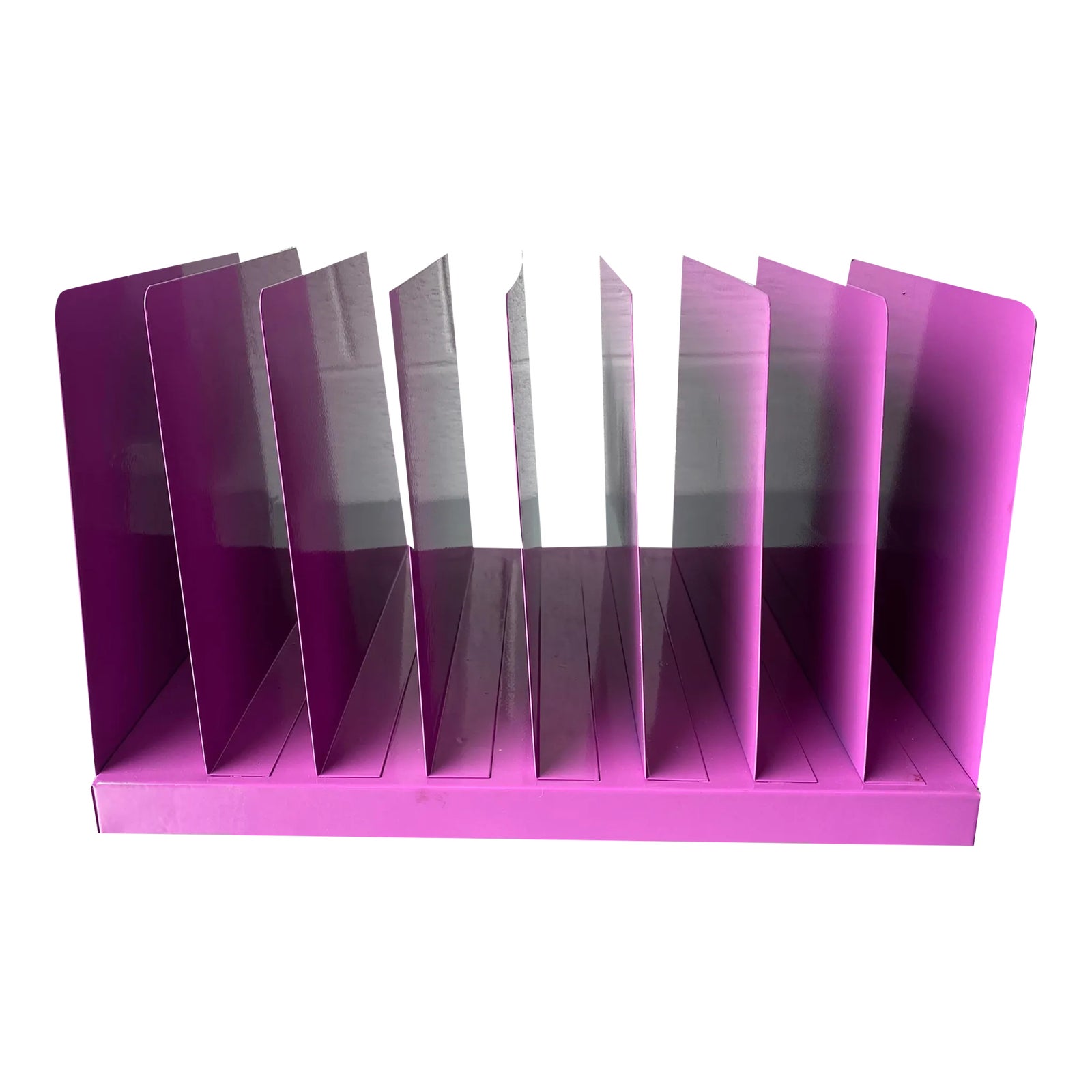 1970s 8 Slot Paper Organizer Refinished in Magenta | Chairish