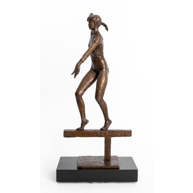 Lazlo Ispanky Girl on Beam Bronze Sculpture | Chairish