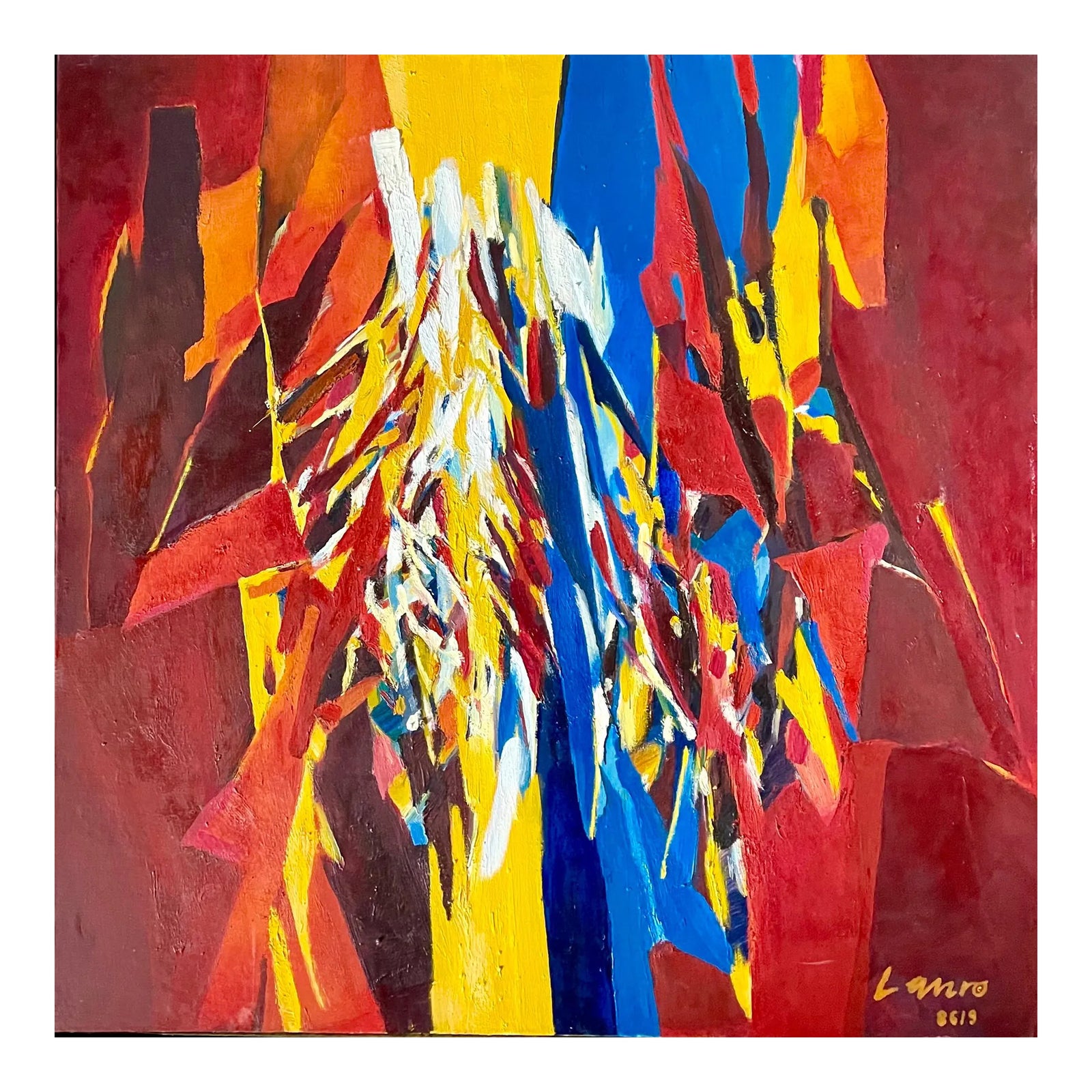 Abstract Expressionist Swiss Oil Painting Robert Lauro, 1967 | Chairish