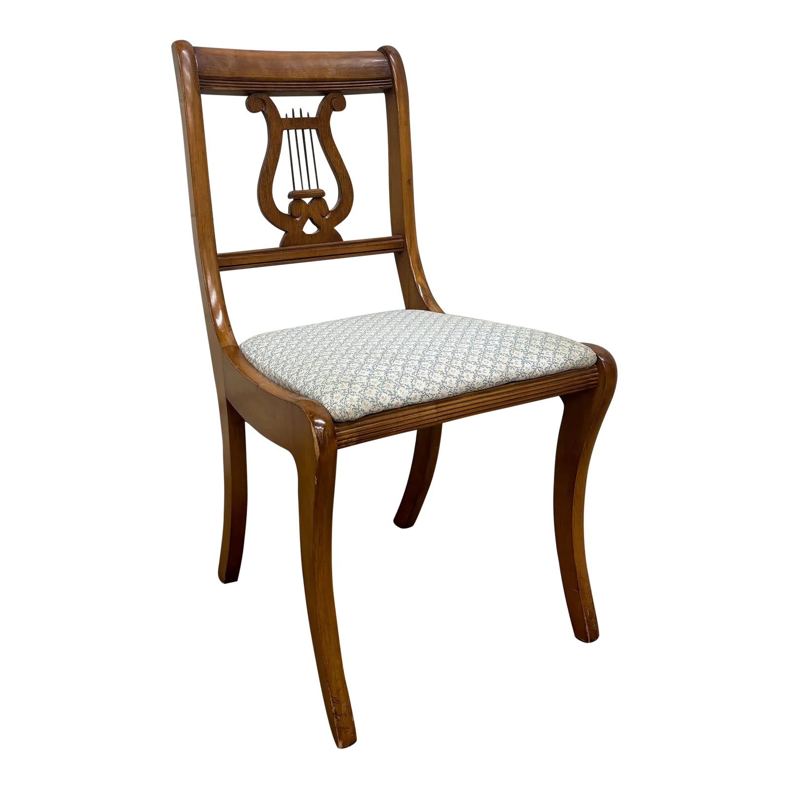 Vintage Regency Duncan Phyfe Style Harp Back Lyre Back Upholstered ...