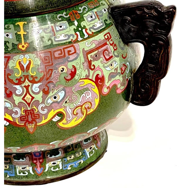 20th Century Chinese Archaic Style Cloisonné Censor | Chairish