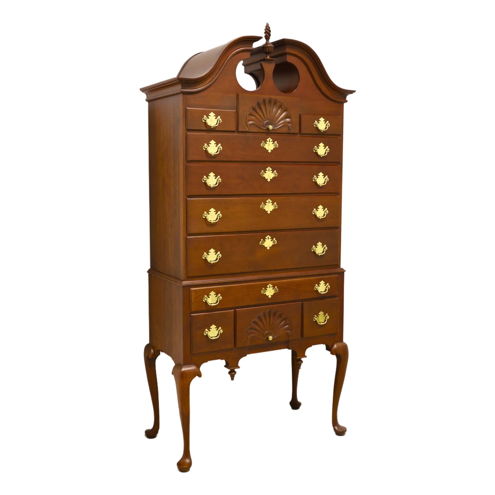 Harden Cherry Queen Anne Highboy Chest | Chairish