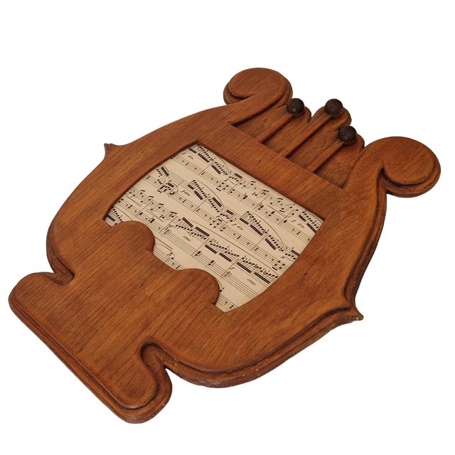 1930s French Art Deco Wooden Lyre Harp Photo Frame | Chairish