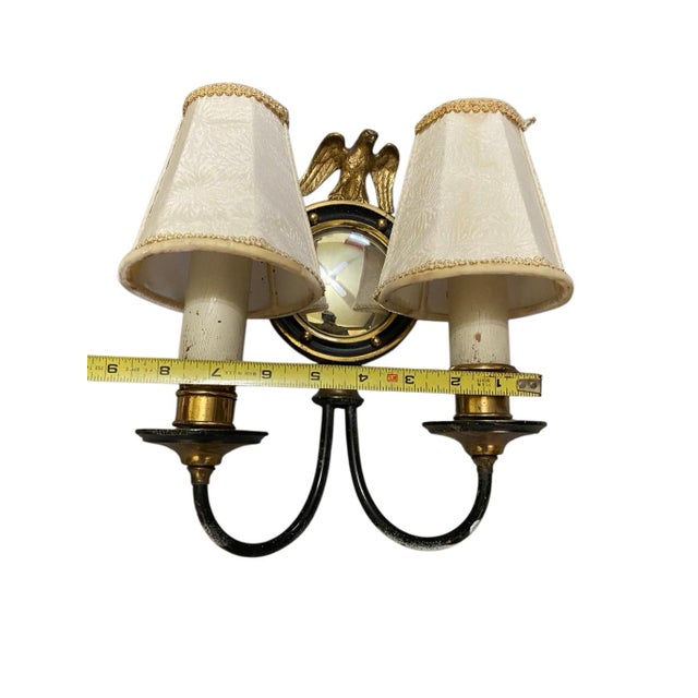 Antique Federal Style Eagle Figure Plug in Double Arm Sconce With Lamp ...