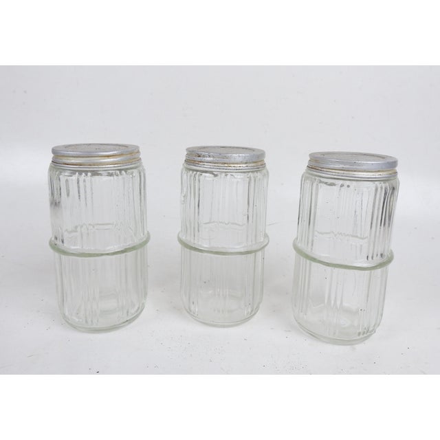 Vintage Hoosier Ribbed Glass Jars - Set of 3 | Chairish