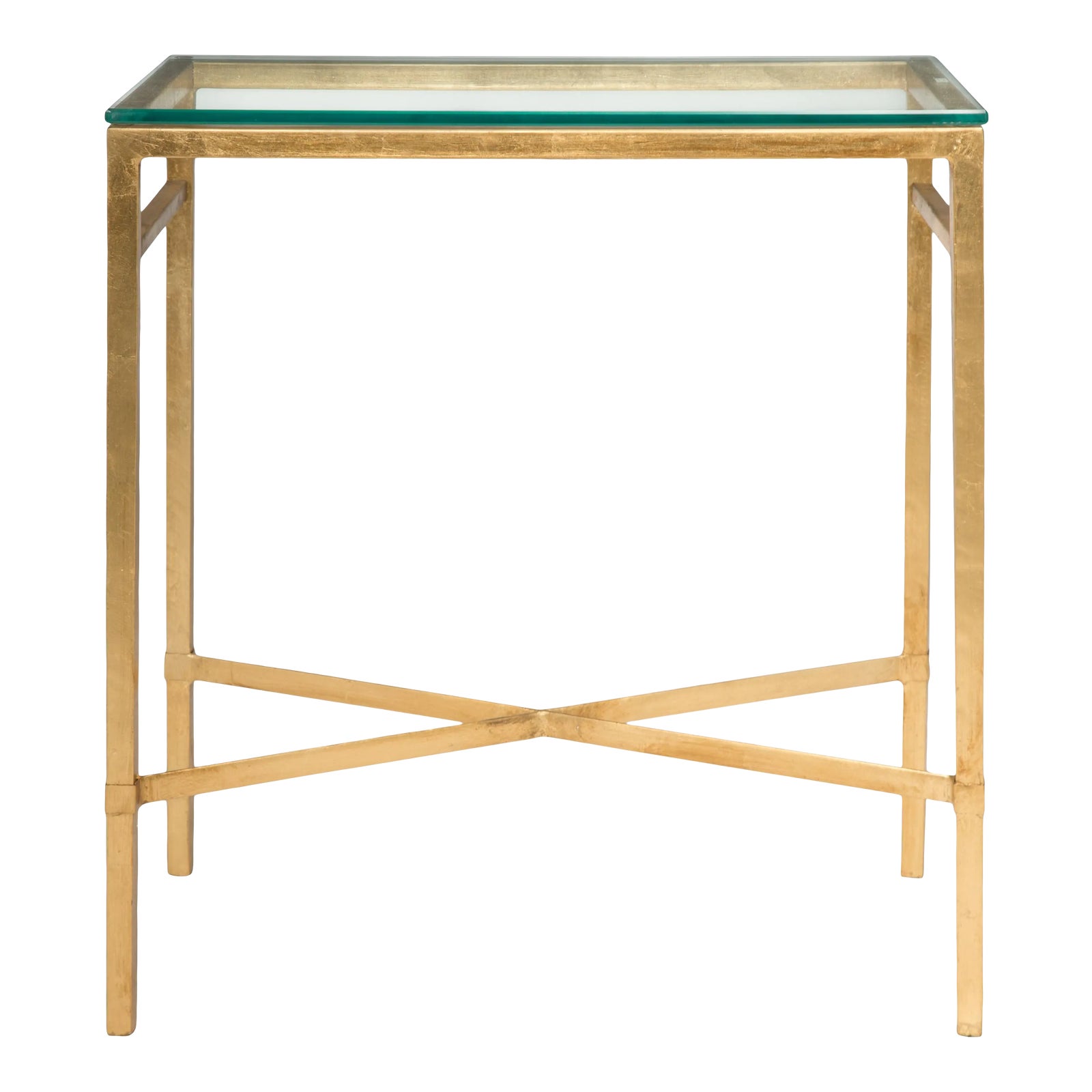 Modern Glass Side Table in Gold | Chairish
