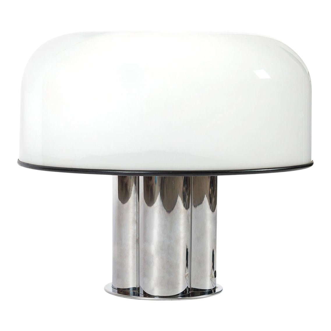 Extra Large Mid Century Italian White & Chrome Table Lamp by iGuzzini ...