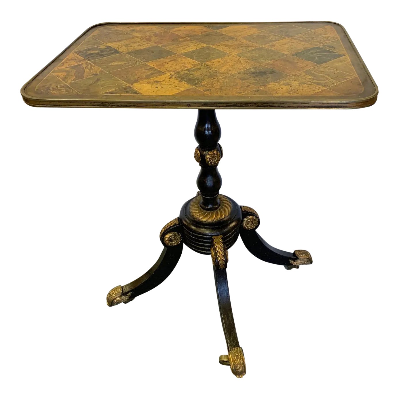 18th Century Pedestal Side Table With Lapidary Painting and Gilt ...