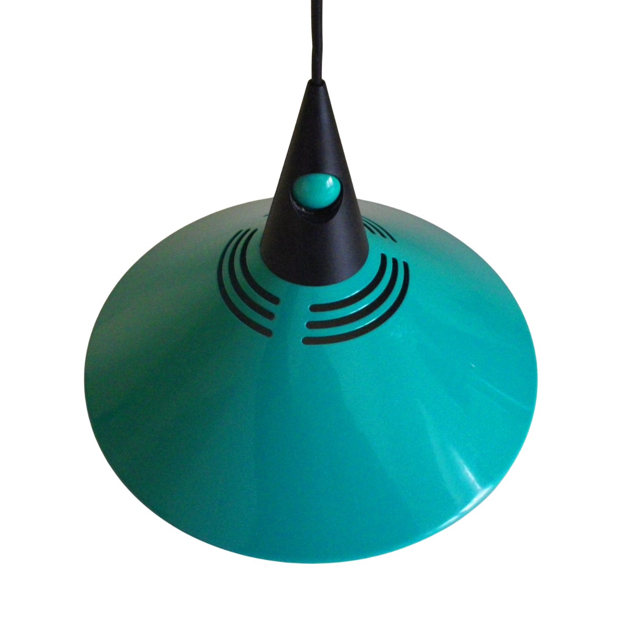 Emerald Blue Metal Pendant Light, 1980s | Chairish