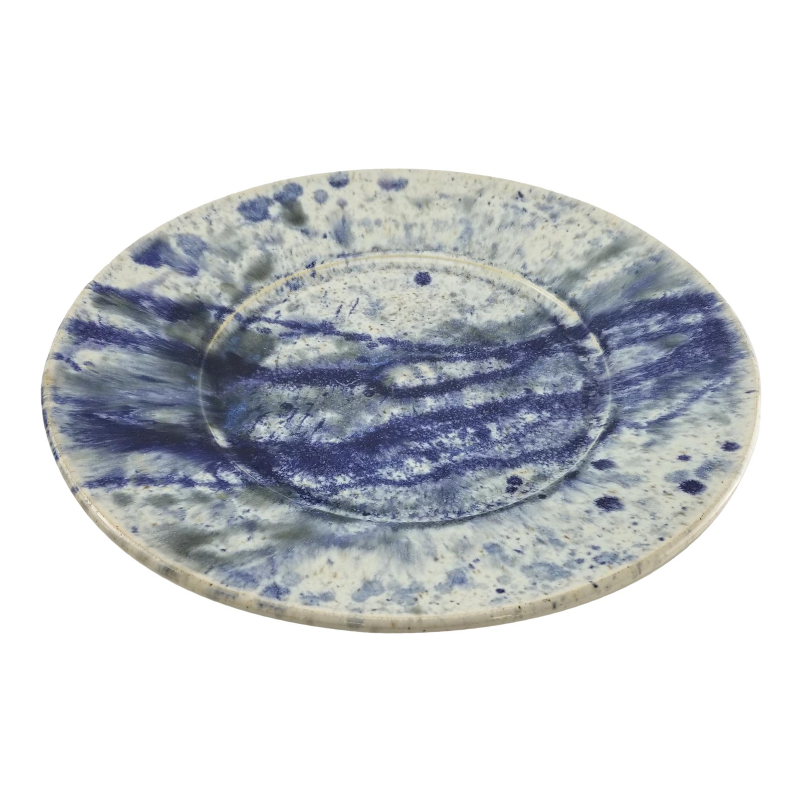 California Studio Art Platter - Blue Splatter Drip Glaze and Signed ...