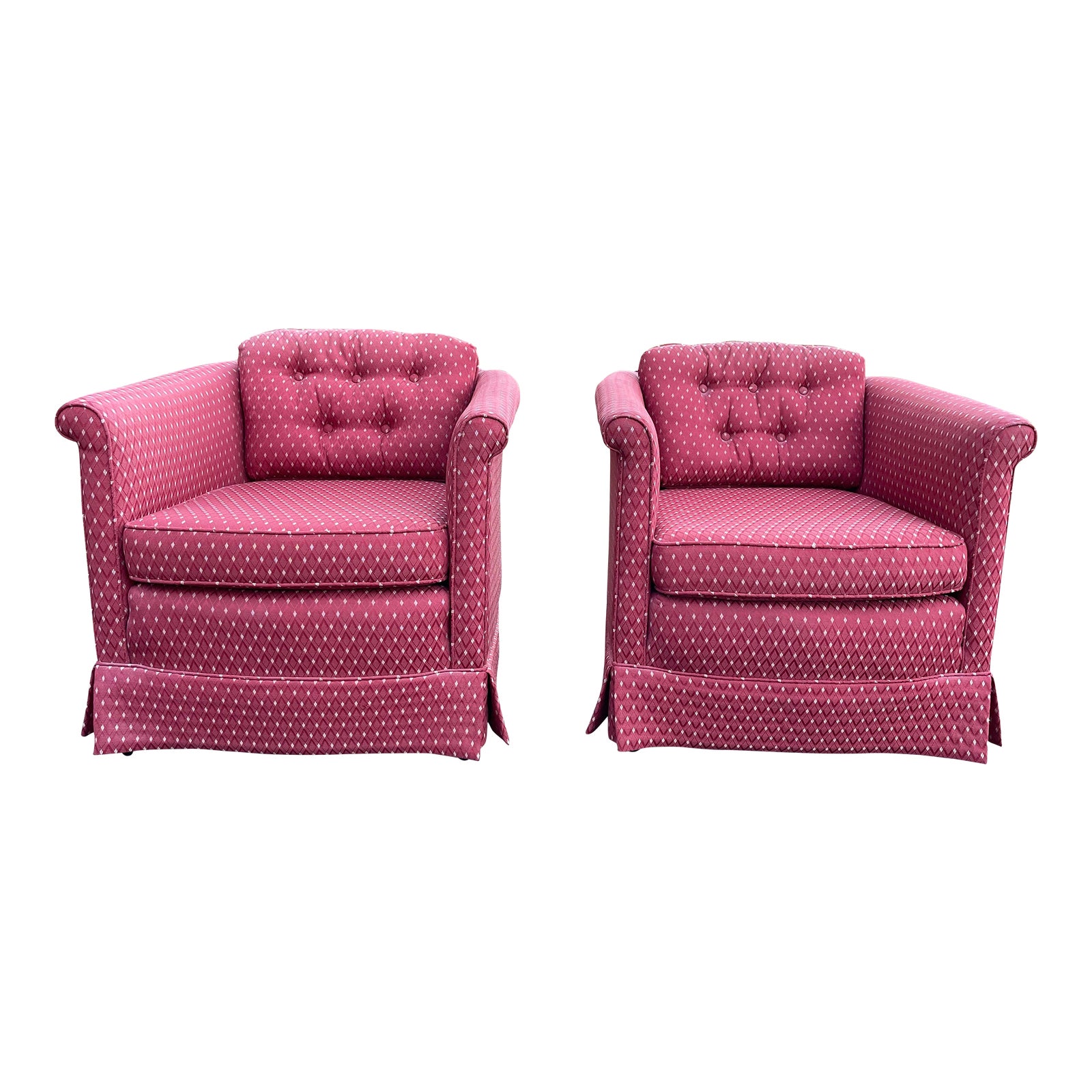 Mid Century Drexel Heritage Raspberry Red Barrel Back Lounge Club ...