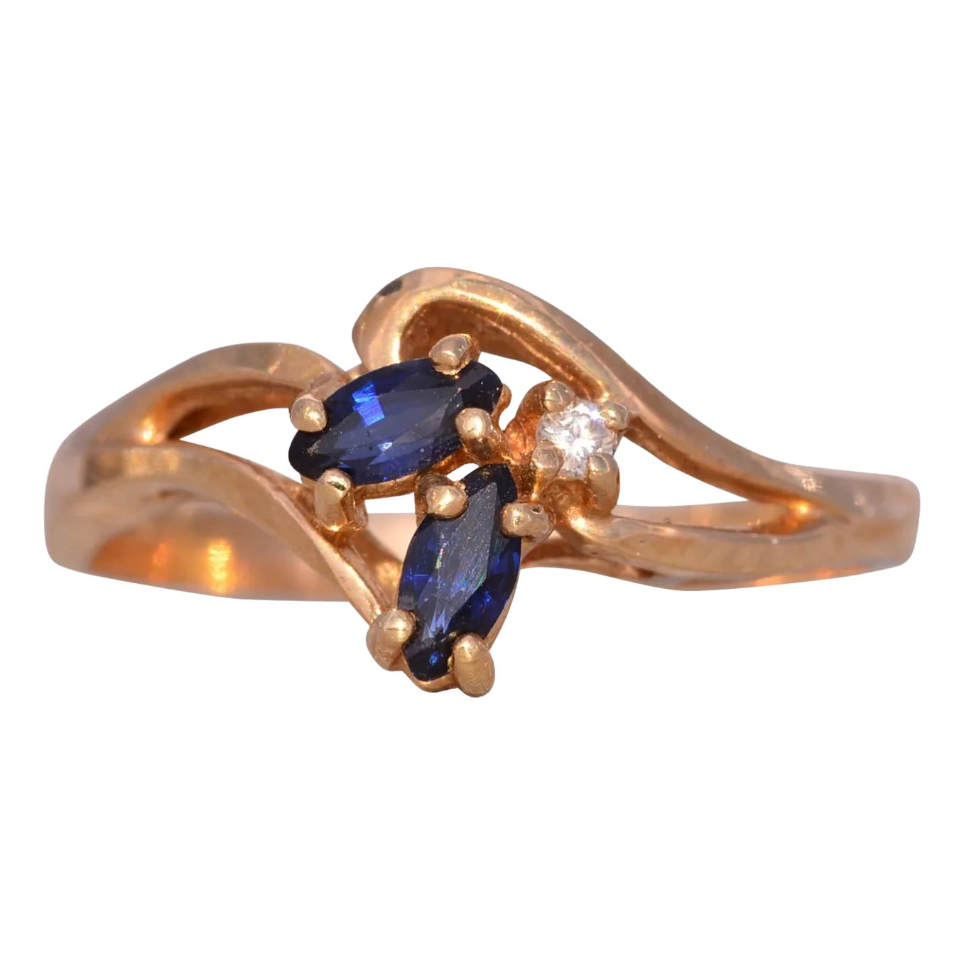 The Noth: Sapphire and Natural Diamond Ring in Yellow Gold | Chairish