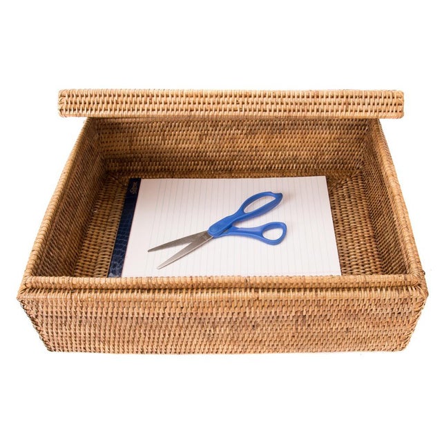 Artifacts Rattan Storage Box with Lid - Flat Legal File Organizer in ...