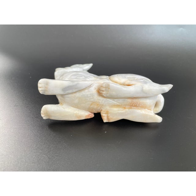 Antique Chinese Hand Carving Pale Jade Qilin Dragon Statue #1 | Chairish