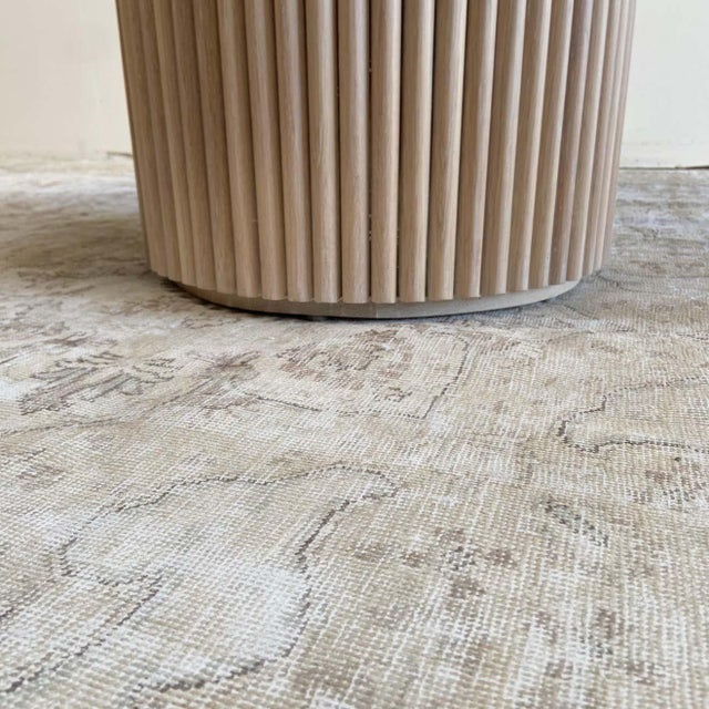 Custom White Oak Reeded Base Dining Table | Chairish