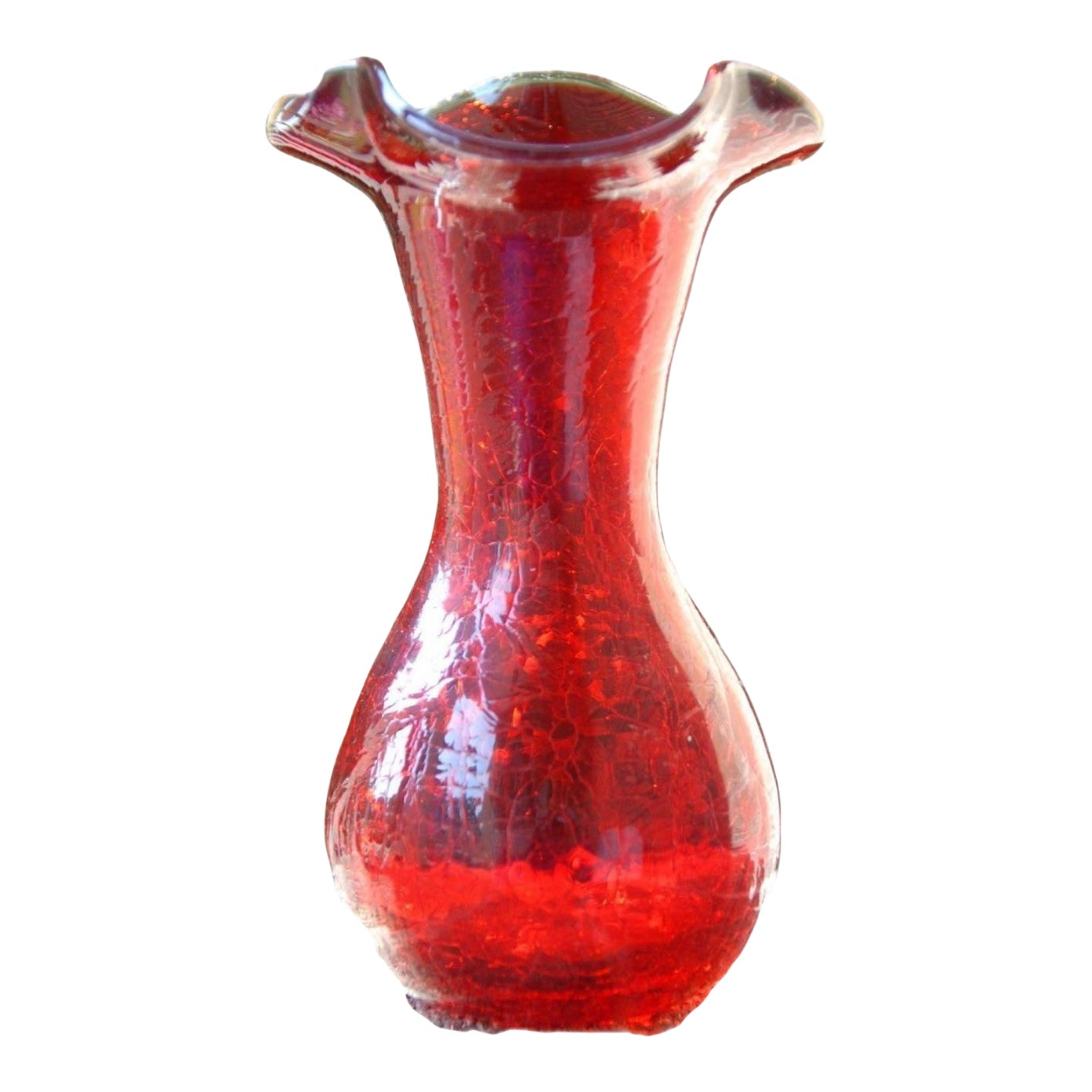 Vintage 1950’s Handcrafted Blenko Red Glass Vase | Chairish