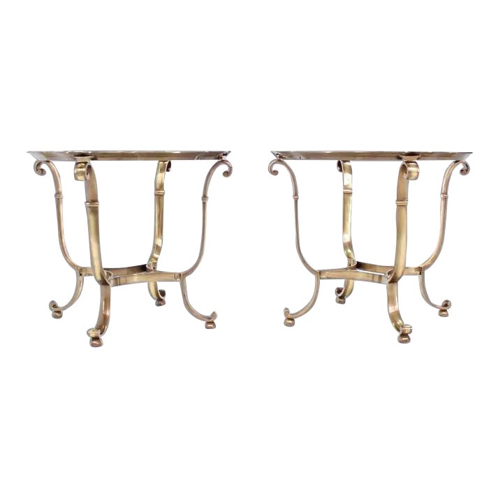 Vintage Mid Century Round Scalloped Edge Side Tables- a Pair | Chairish