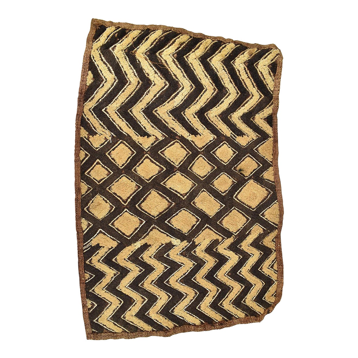 20th Century Square Kuba Raffia Textile | Chairish