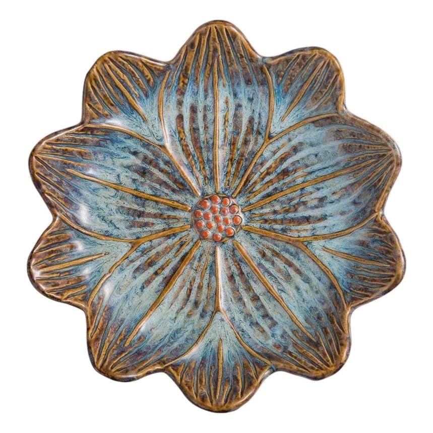 Handmade Ceramic Flower-Shaped Art Plate | Chairish