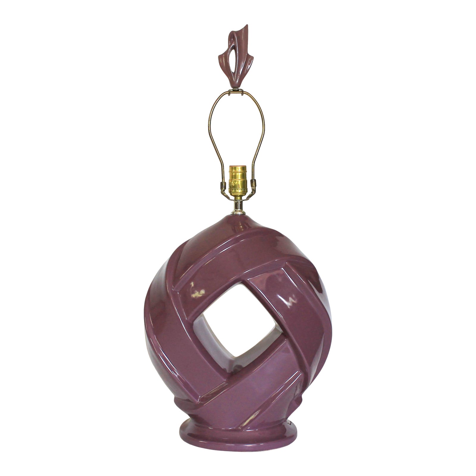 Large Vintage Purple Table Lamp | Chairish