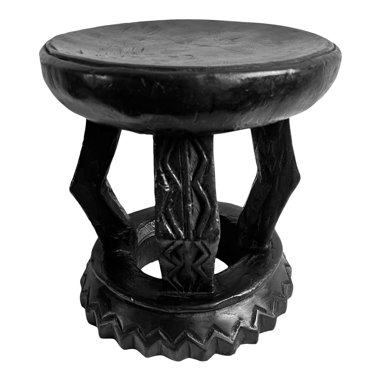 Oka Yoruba Black Stool | Chairish