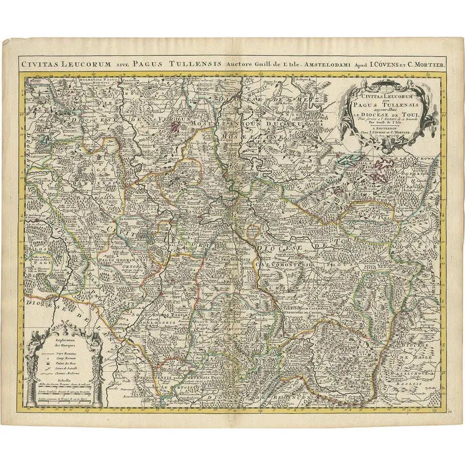 Antique Map of the Diocese of Toul by Covens & Mortar, 1720 | Chairish