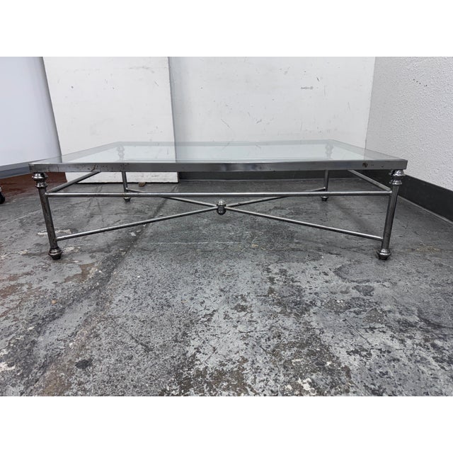 X-Frame Metal + Glass Coffee Table | Chairish