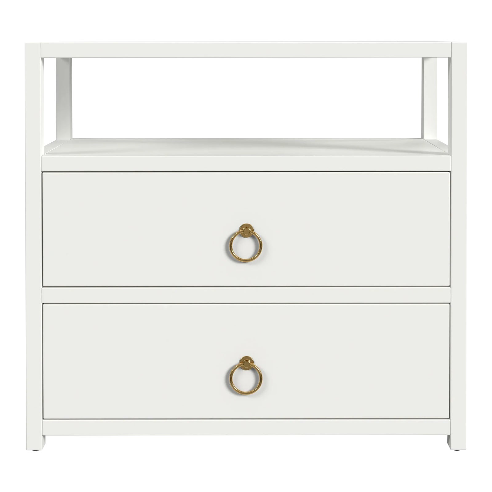 Lark 2 Drawer Wide Nightstand, White | Chairish