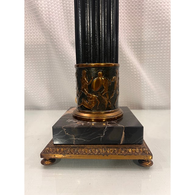 Mid-Century Neoclassical Patinated Bronze Fluted Column Table Lamp ...