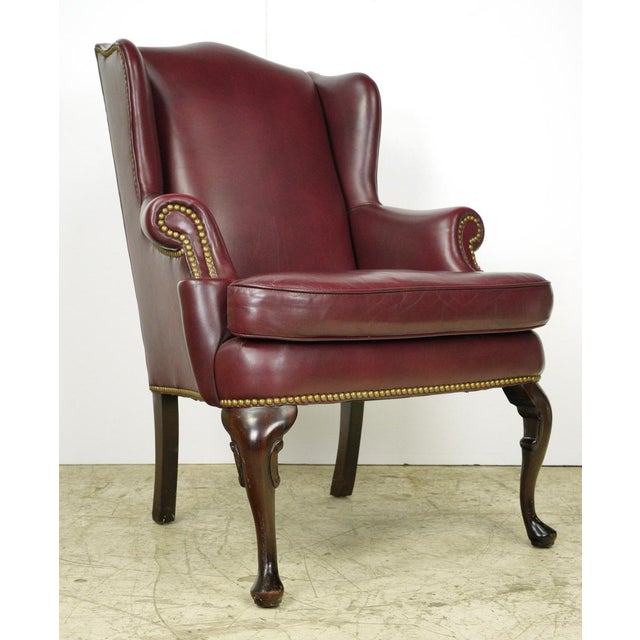 Mid 20th Century Cabot Wrenn Brass Studs Red Leather & Pine Frame ...