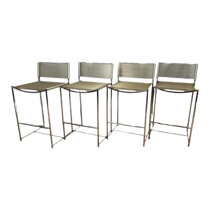 1970s Mid-Century Italian Chrome Spaghetti Stools Set of 4 | Chairish