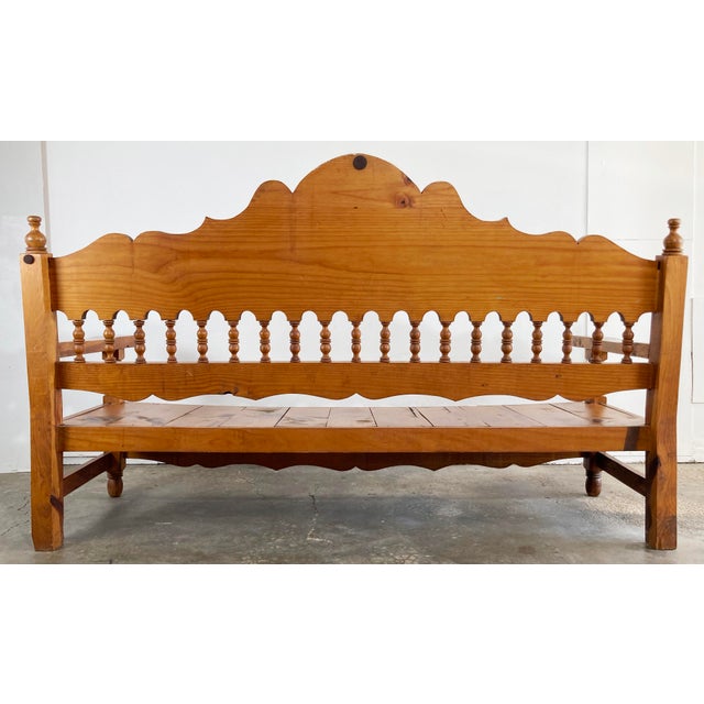 Vintage Carved Wood Mexican Folk Art Bench | Chairish