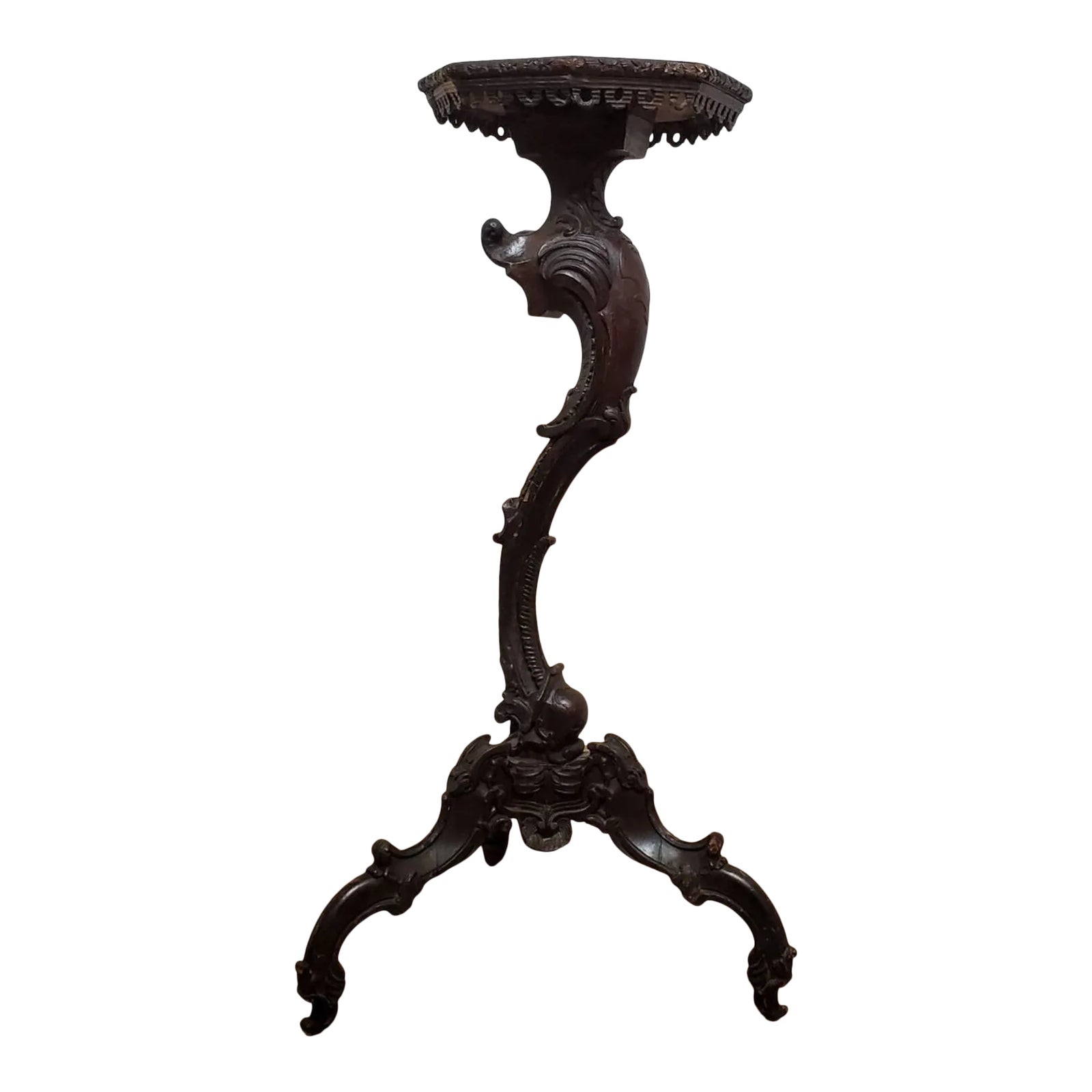 Early 19th Century Venetian Grotto Rococo Tripod Pedestal Candle Stand ...