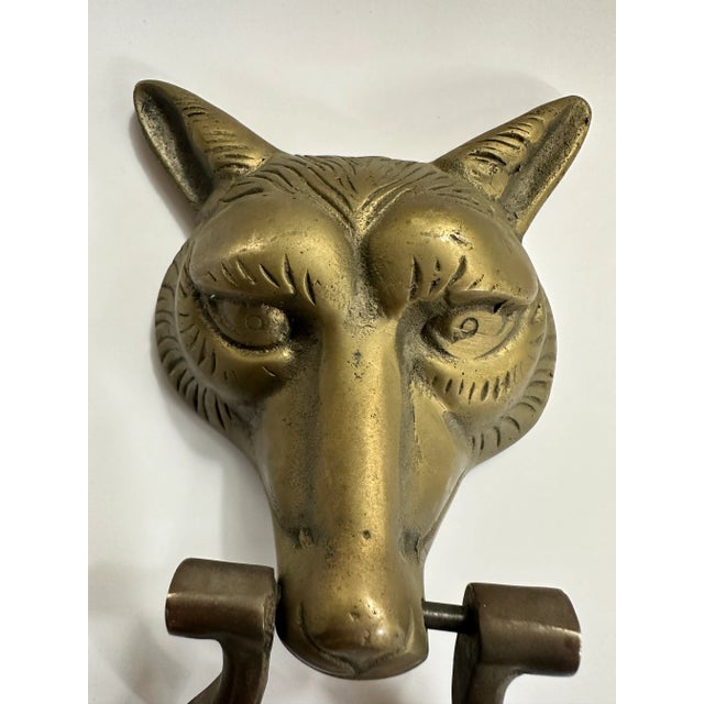 1940s Solid Brass Fox Door Knocker Decor | Chairish